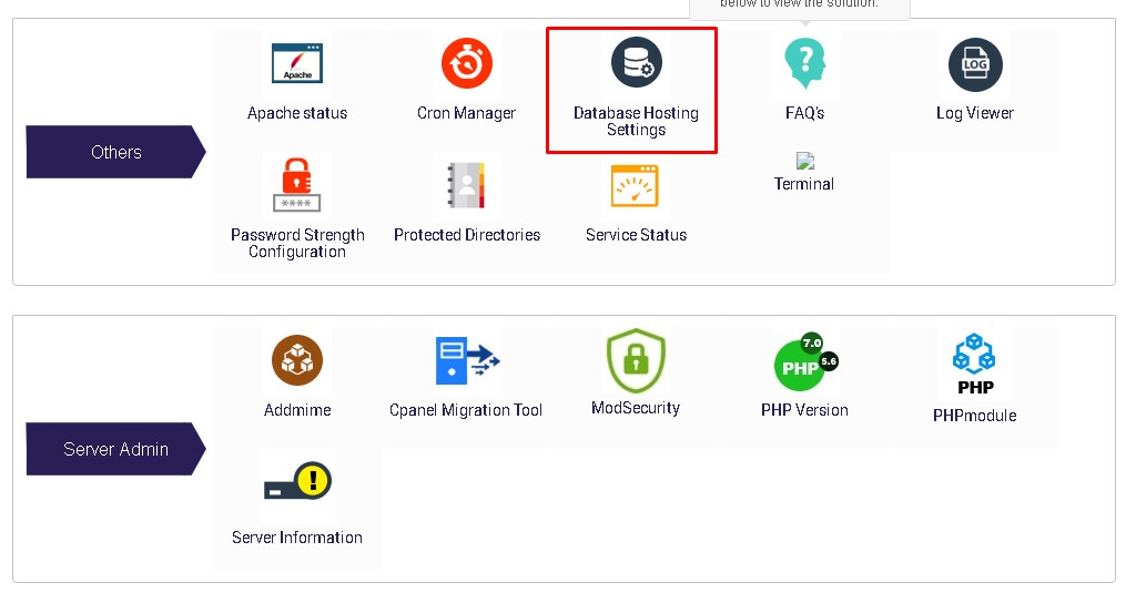 How to change database settings in OVIPanel?
