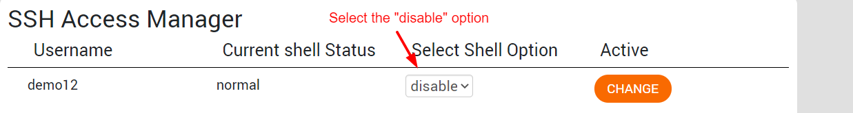 How to enable and disable the SSH for particular user account.