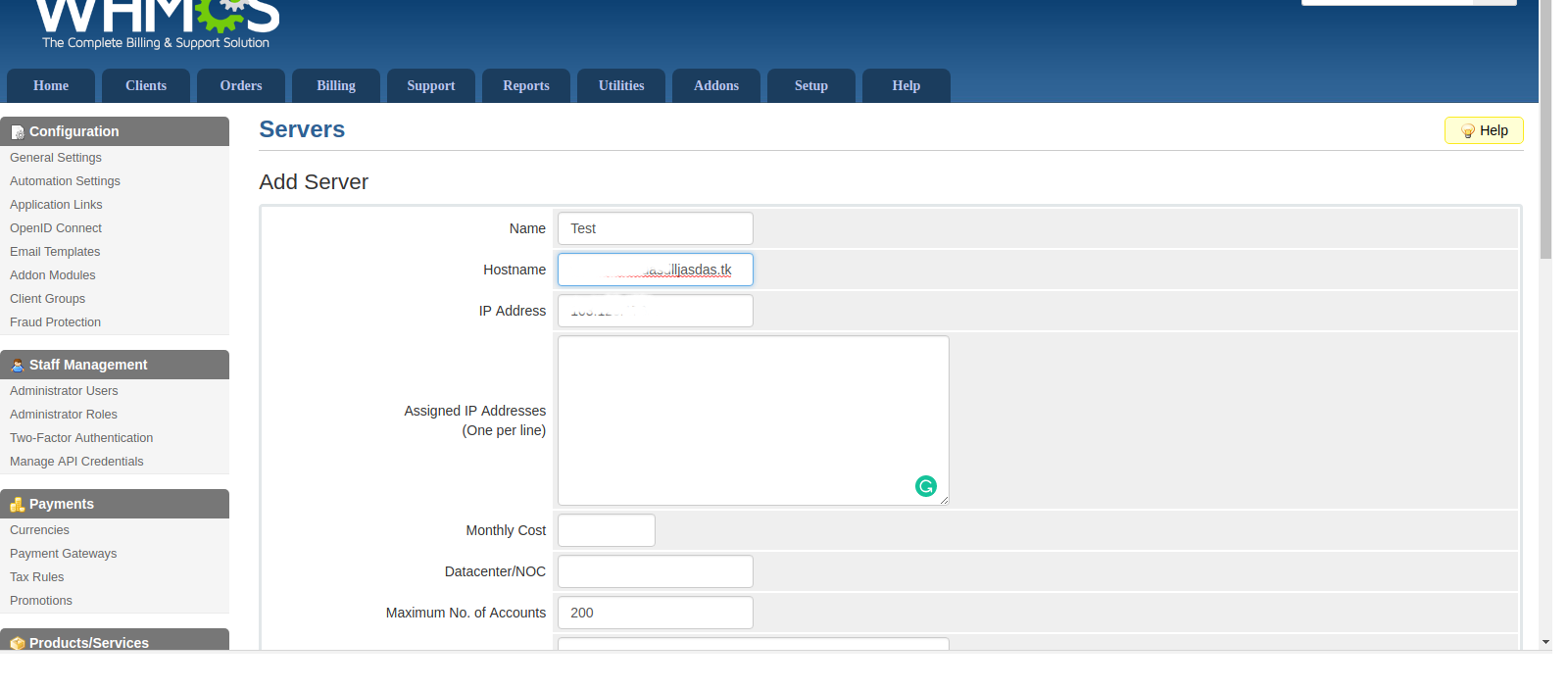ovipanel - whmcs integration