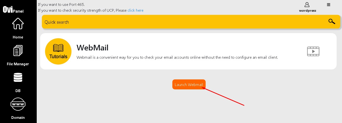 How to check the webmail in OVIPanel